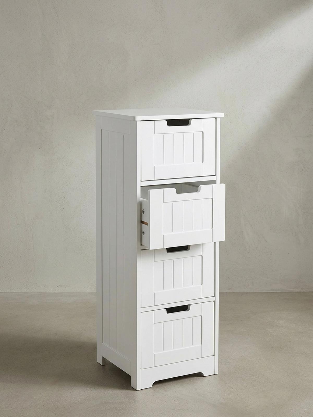 KADIMA DESIGN BADKOMMODE Weiß 30x83x30 cm im Landhausstil mit 4 ...