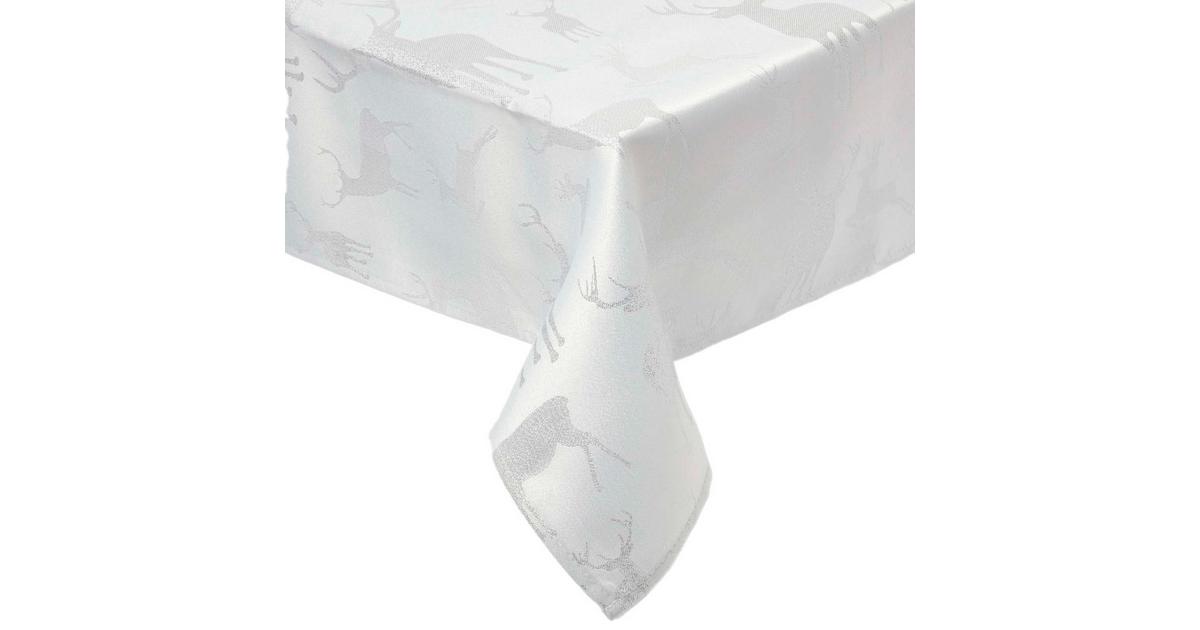 Homescapes TISCHDECKE Weihnachten mit Hirsch-Motiv, silber, 130/230 cm ...