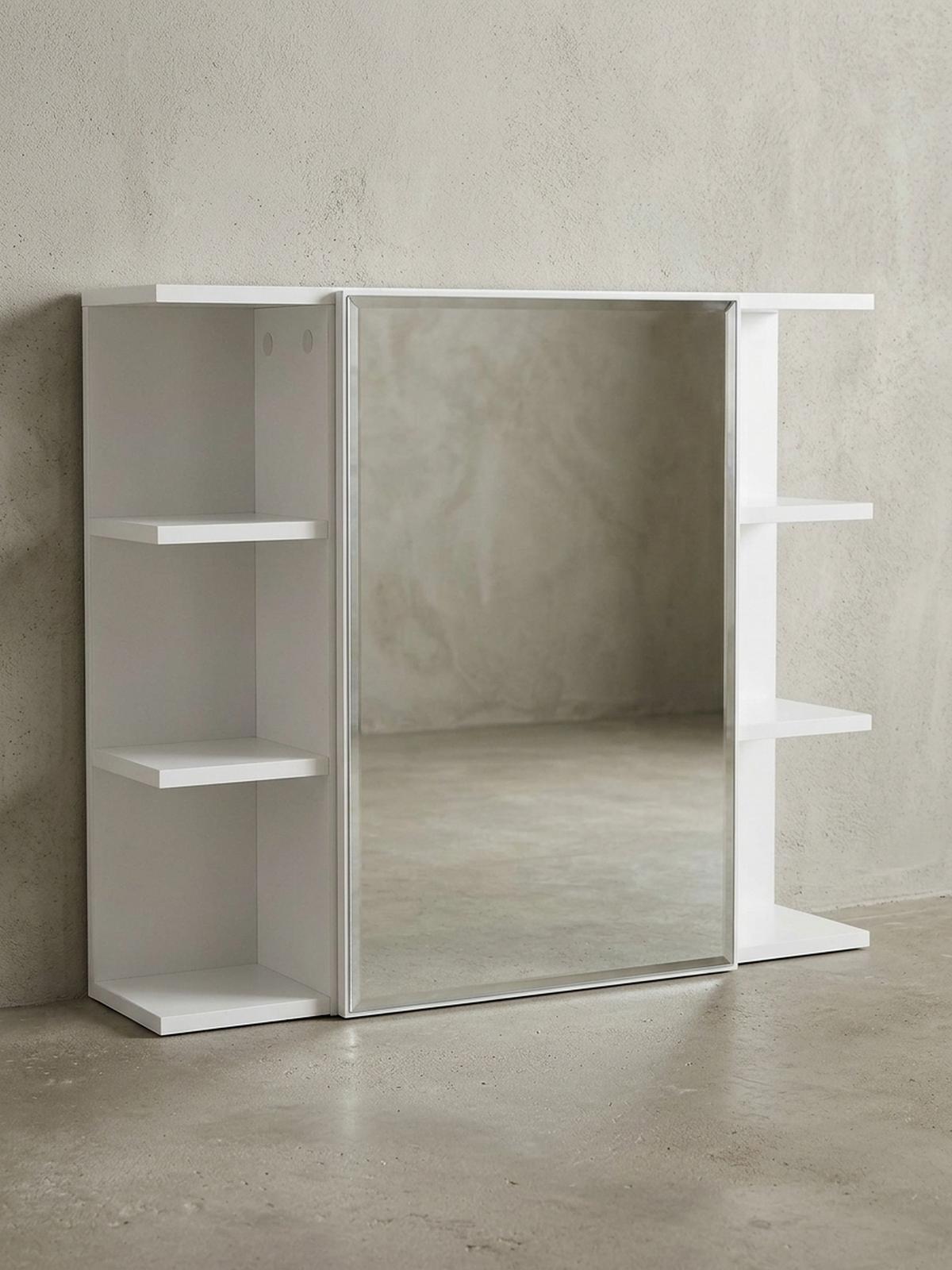 KADIMA DESIGN HÄNGESCHRANK Weiß aus Spanplatte mit Spiegel und ...