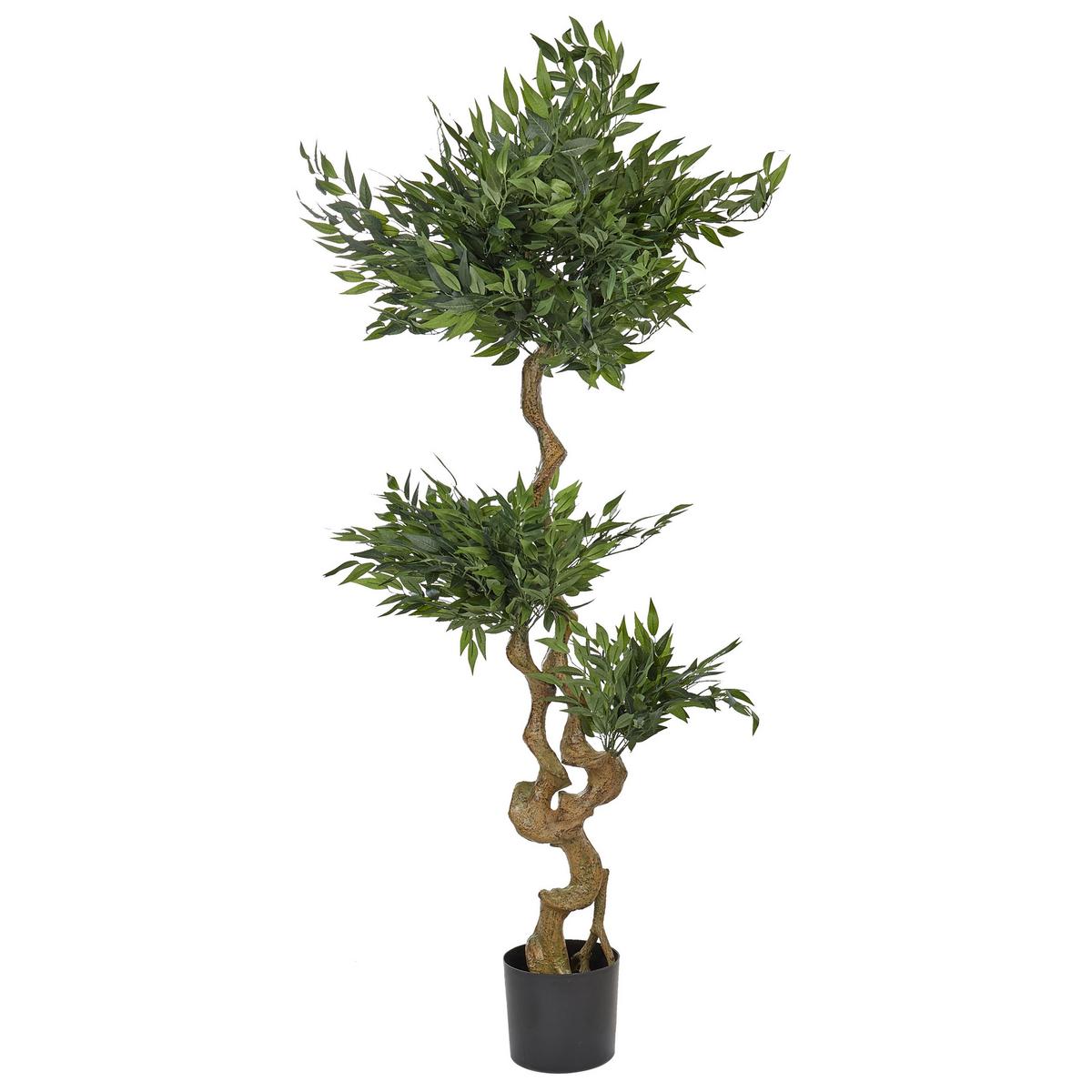 Beliani KUNSTPFLANZE im Blumentopf 166 cm Grün/Schwarz Ruscus Tree ...