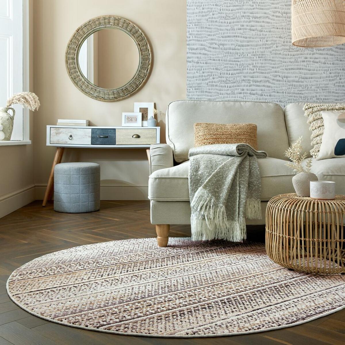 KADIMA DESIGN TEPPICH PERRAN, gestreift, Natur, Ø 160 cm online kaufen ...