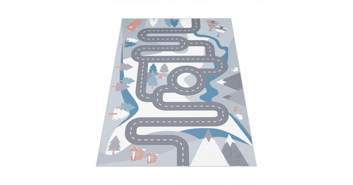 KADIMA DESIGN KINDERTEPPICH Waschbar, mit Wald‑Straßen-Motiv, Creme ...