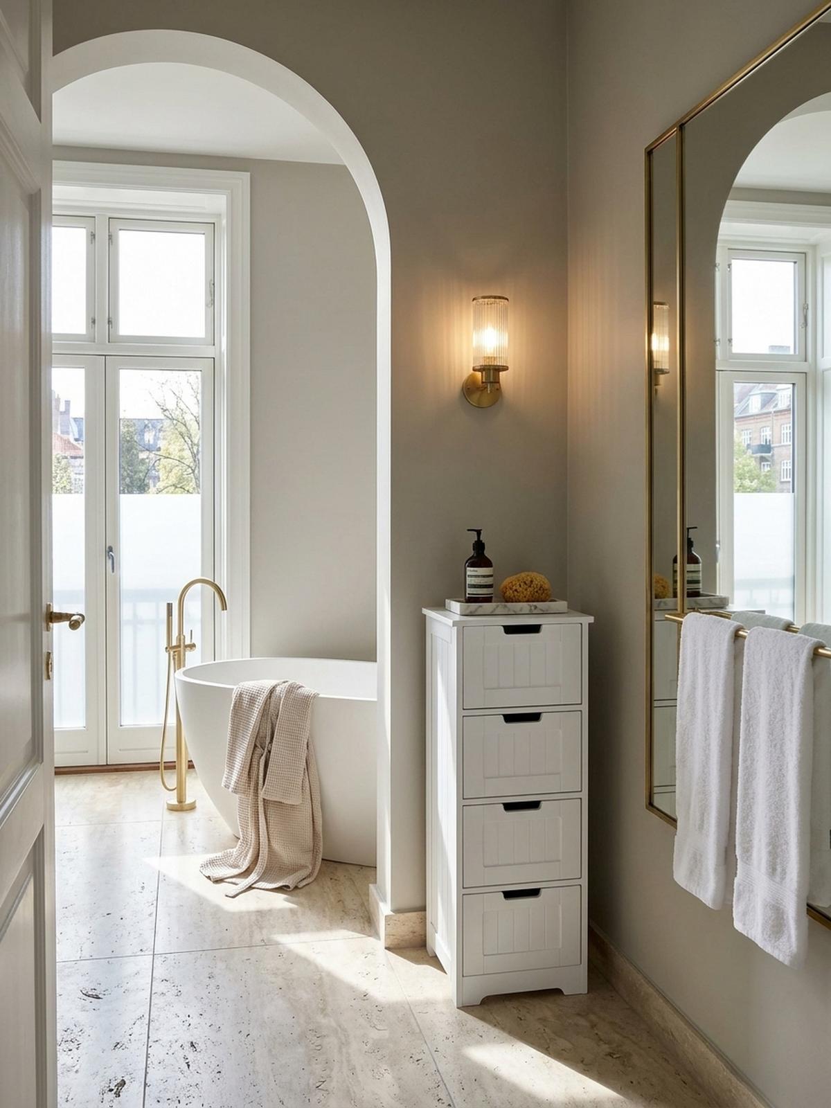 KADIMA DESIGN BADKOMMODE Weiß 30x83x30 cm im Landhausstil mit 4 ...