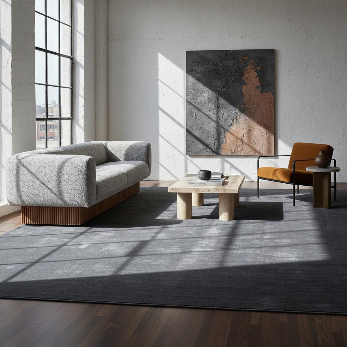 KADIMA DESIGN TEPPICH Kurzflor Waschbar LECH in Grau, einfarbig, 200 x ...