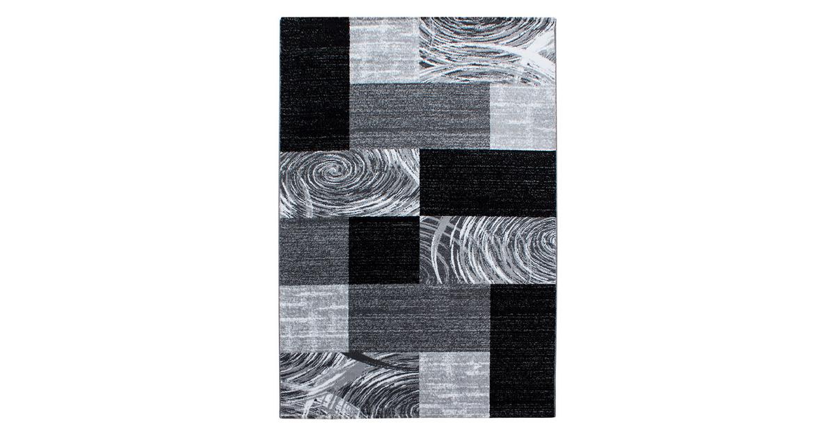 KADIMA DESIGN TEPPICH Kurzflor DRAU in Schwarz, abstrakt kariert, 140 x ...