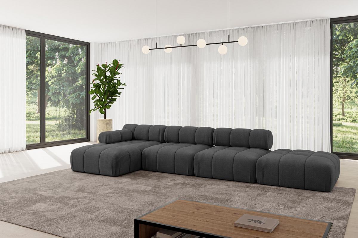 ALTDECOR ECKSOFA modulares Sofa Lizur-L2 - 380x160x70 cm Schwarz ...