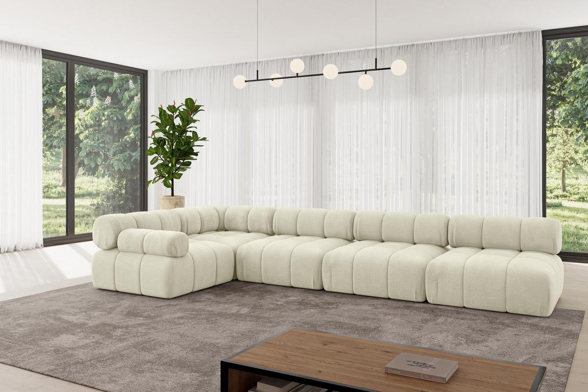 ALTDECOR ECKSOFA modulares Sofa Mende-L3 - 380x190x70 cm Beige Velours ...