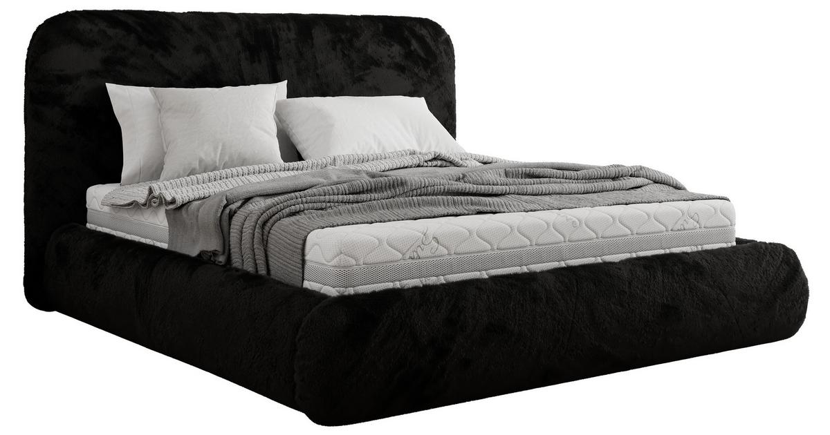 MKS POLSTERBETT BENEA CLASSIC 180/200 - Schwarz Plüsch - ohne Matratze ...