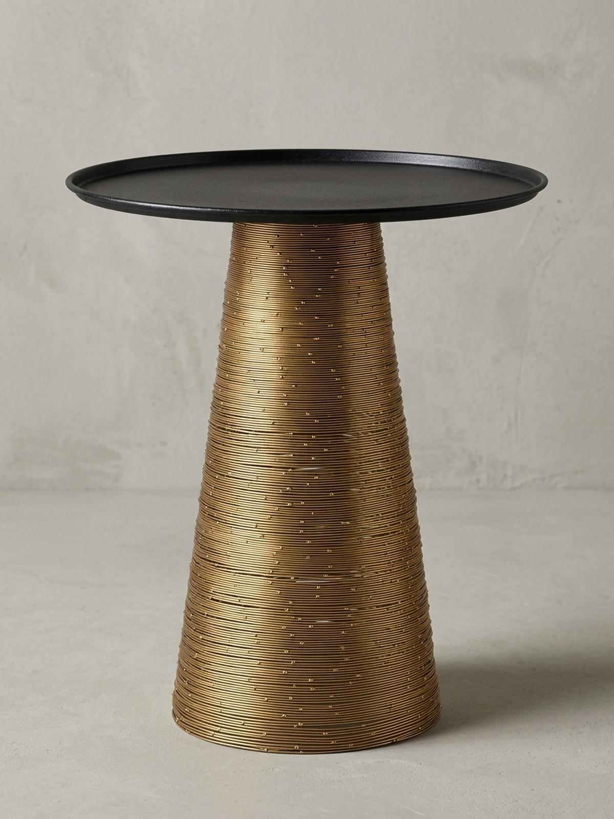 KADIMA DESIGN BEISTELLTISCH – Rund Aluminium Schwarz Gold Muster ...