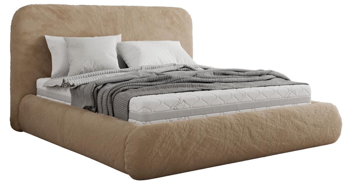 MKS POLSTERBETT BENEA CLASSIC 180/200 - Beige Plüsch - Schaum-Matratze ...