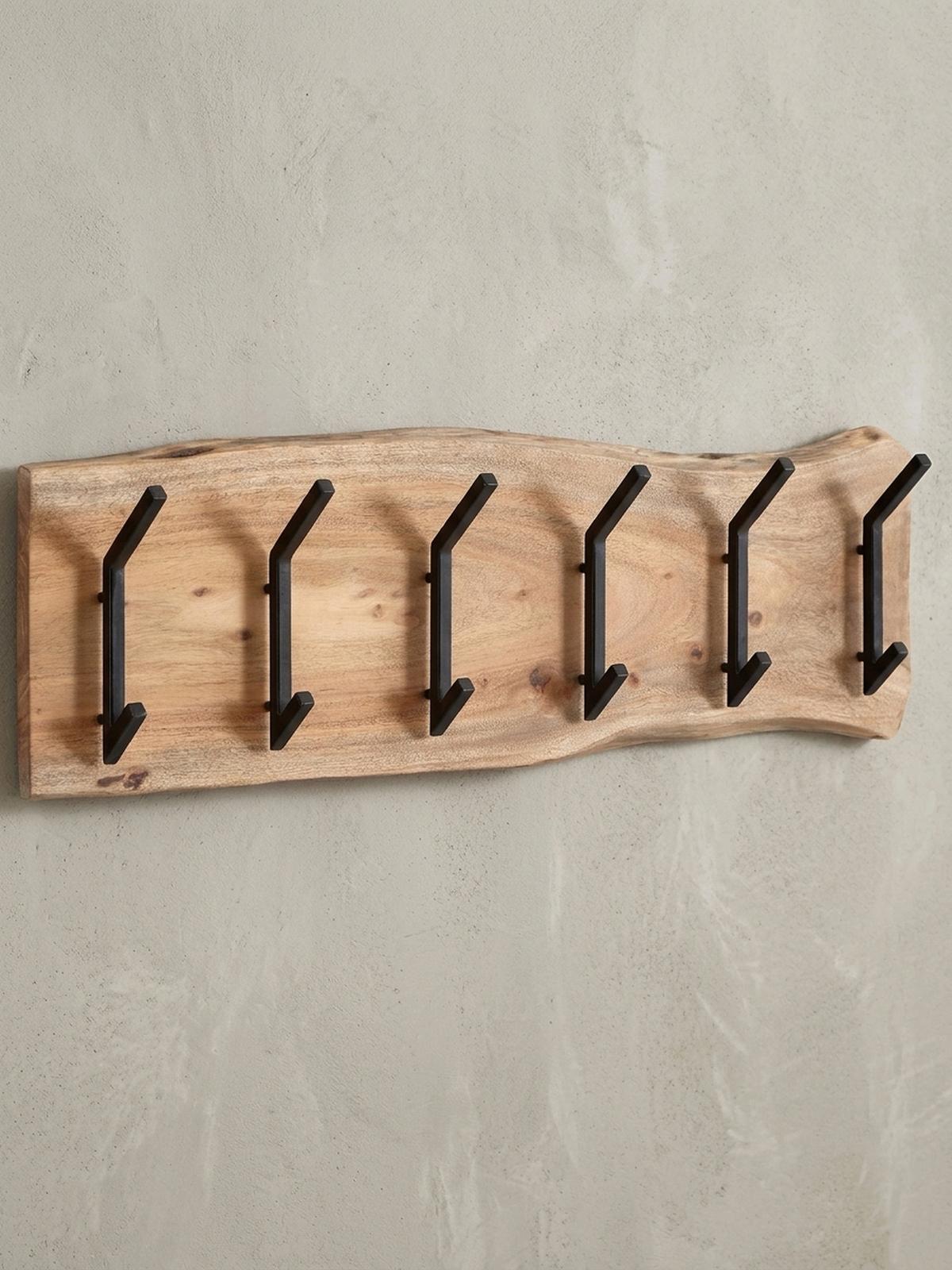 KADIMA DESIGN WANDGARDEROBE Akazie Massivholz Metall Modern 100x29x12,5 ...