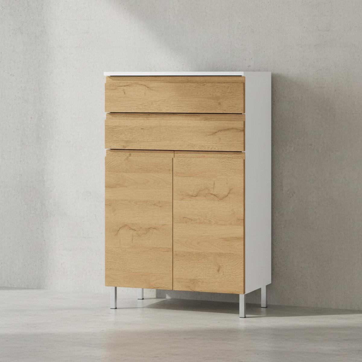 KADIMA DESIGN BADSCHRANK Weiß und Eiche Grandson 60x97x34 cm mit ...