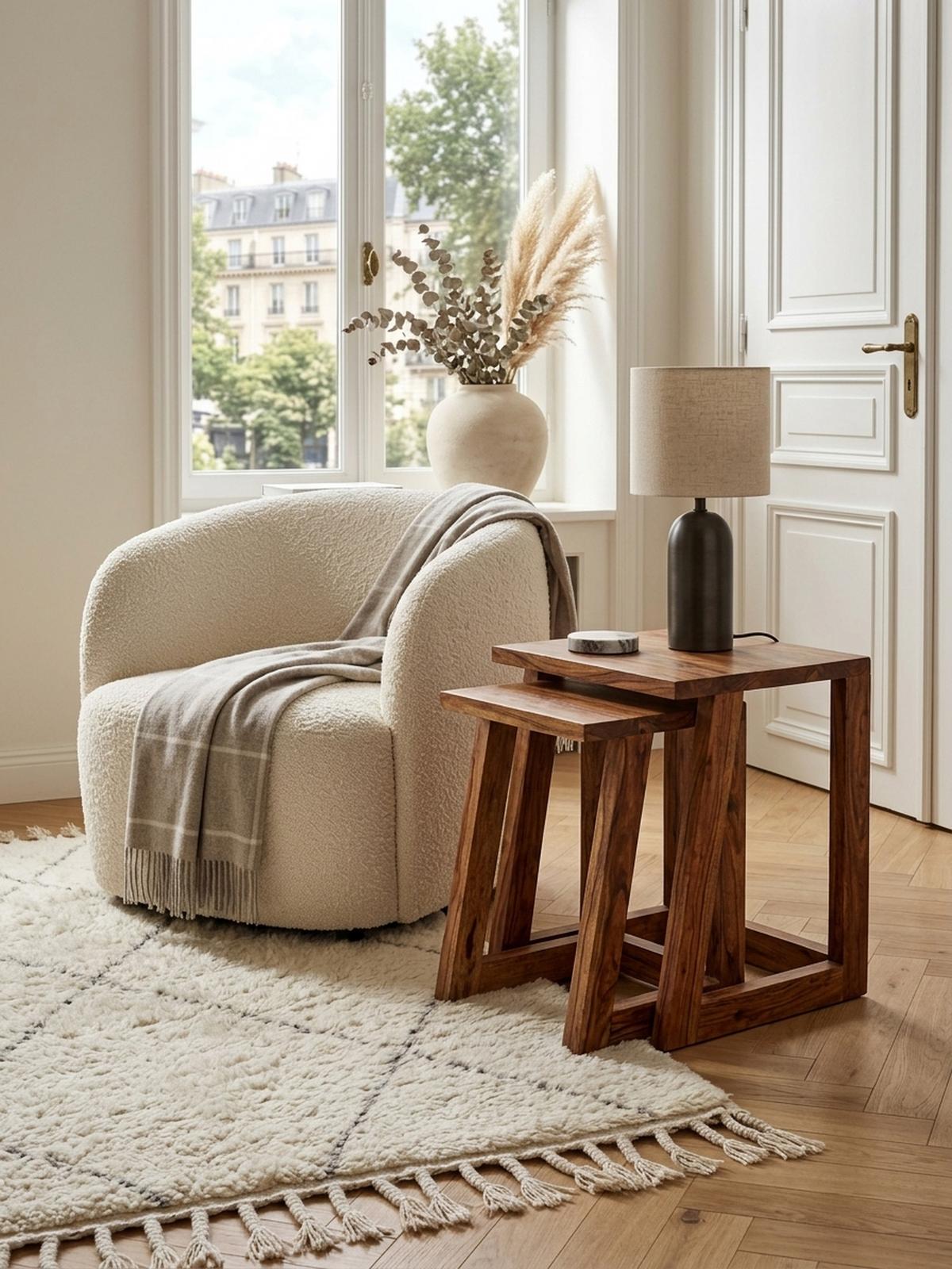 KADIMA DESIGN BEISTELLTISCH Set – 2-teilig Massivholz verschiedene ...