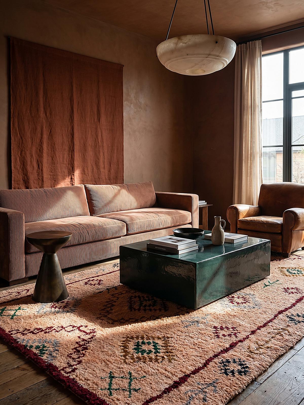 KADIMA DESIGN WOLLTEPPICH BRUE, mit Rautenmuster, Pfirsich, 200 x 290 ...