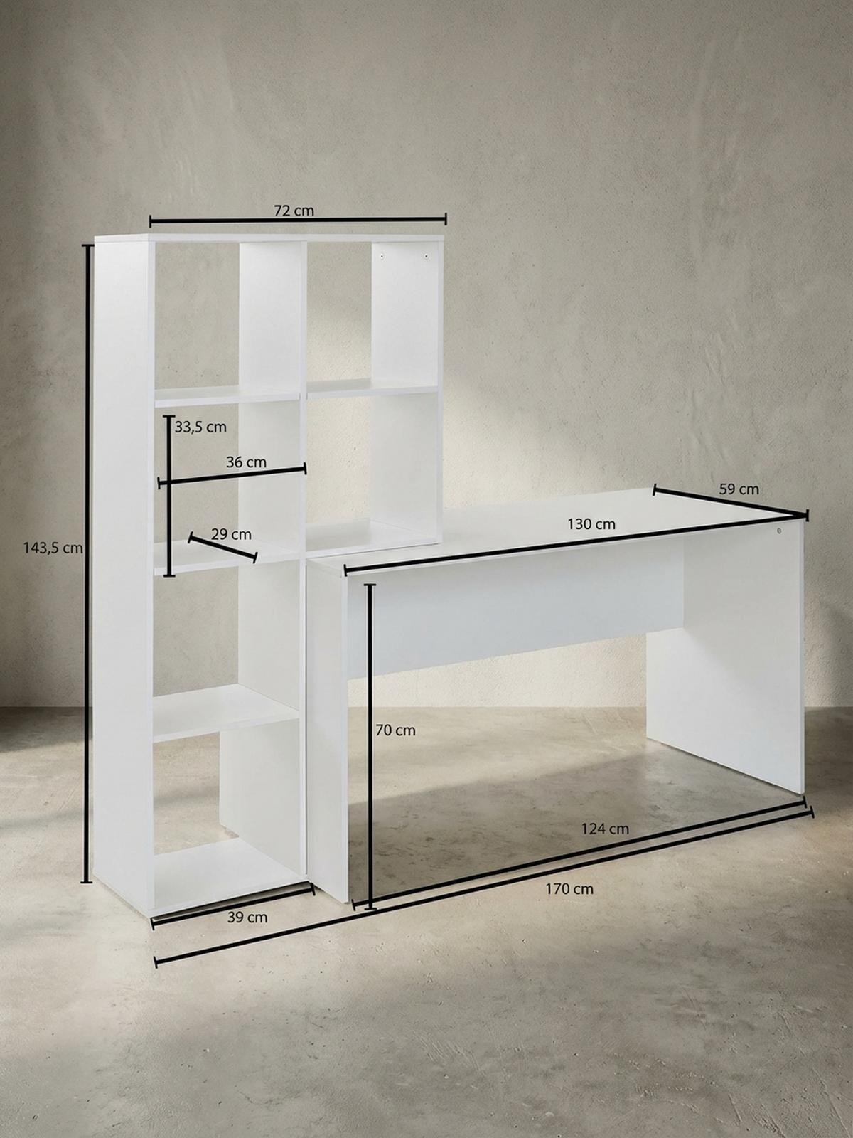 KADIMA DESIGN SCHREIBTISCH – mit Regal, groß, puristisches Design ...