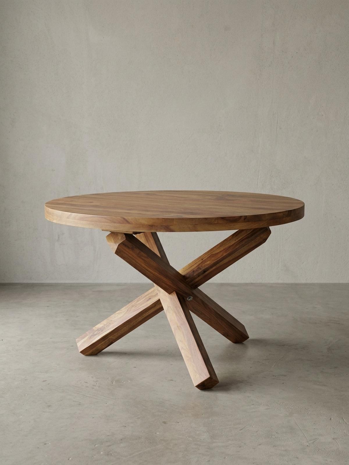 KADIMA DESIGN ESSTISCH Massivholz Rund Kreuzbeine Handgefertigt TEKO ...