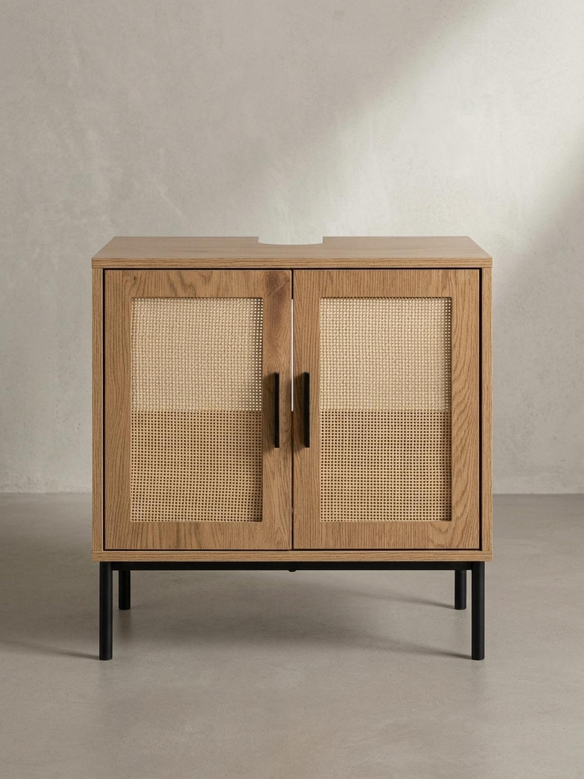 KADIMA DESIGN WASCHBECKENUNTERSCHRANK Eiche-Optik 60x60x40 cm mit Türen ...