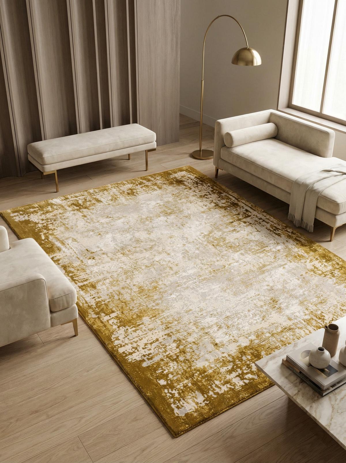 KADIMA DESIGN TEPPICH TIBER-Rieti, abstrakt, Senfgelb, 160 x 230 cm ...