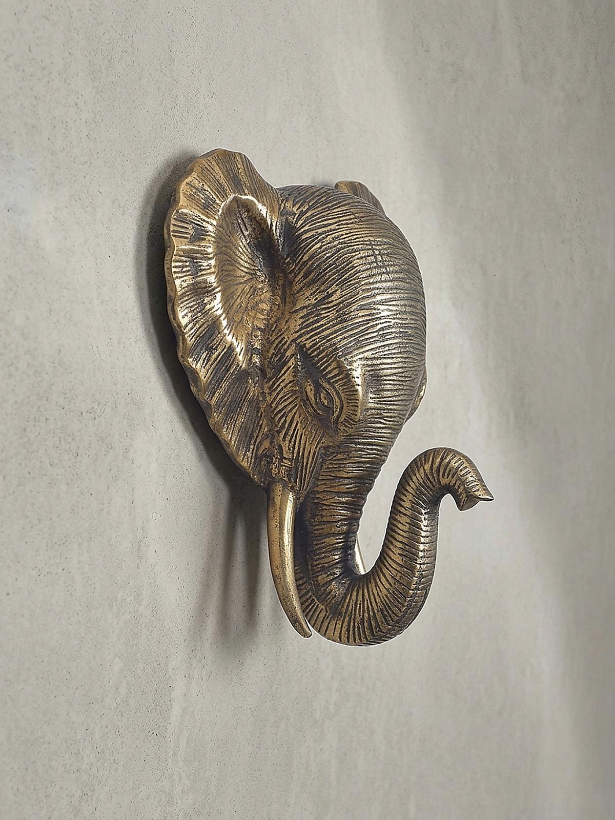 KADIMA DESIGN WANDDEKO Elefant Aluminium goldfarben 41 cm im ...