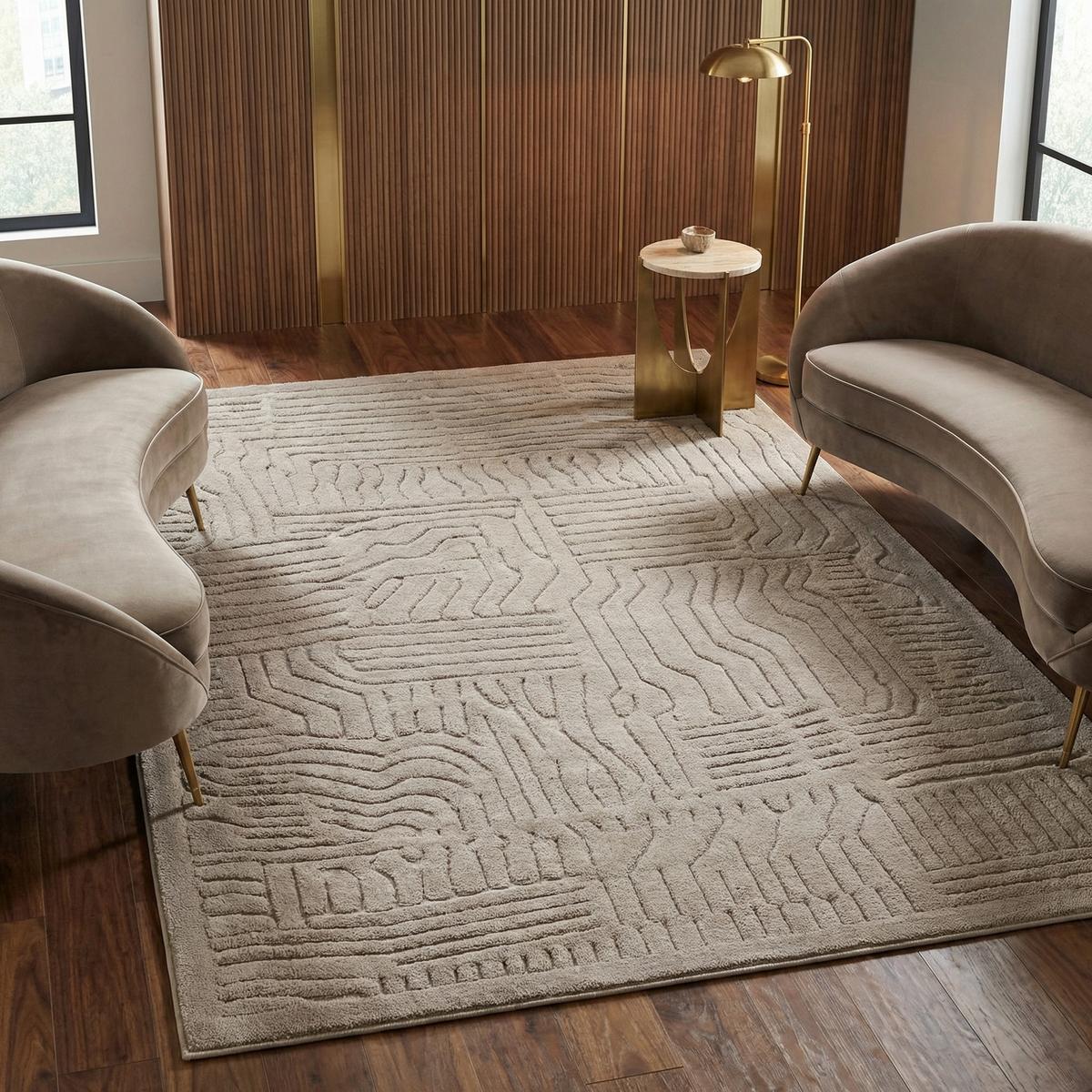 KADIMA DESIGN TEPPICH EDEN-Carlisle, geometrisch-abstrakt, Taupe, 120 x ...