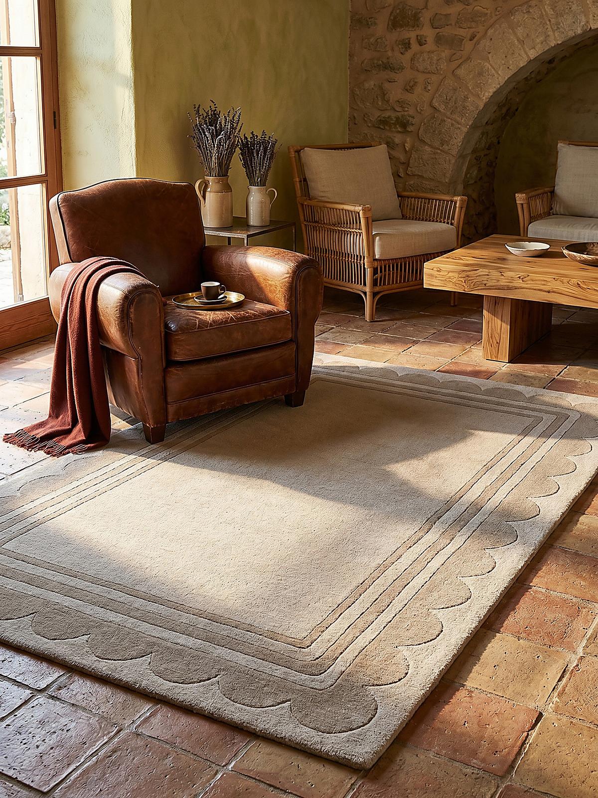 KADIMA DESIGN TEPPICH aus Wolle WENSUM in Beige, geometrisch, 120 x 170 ...