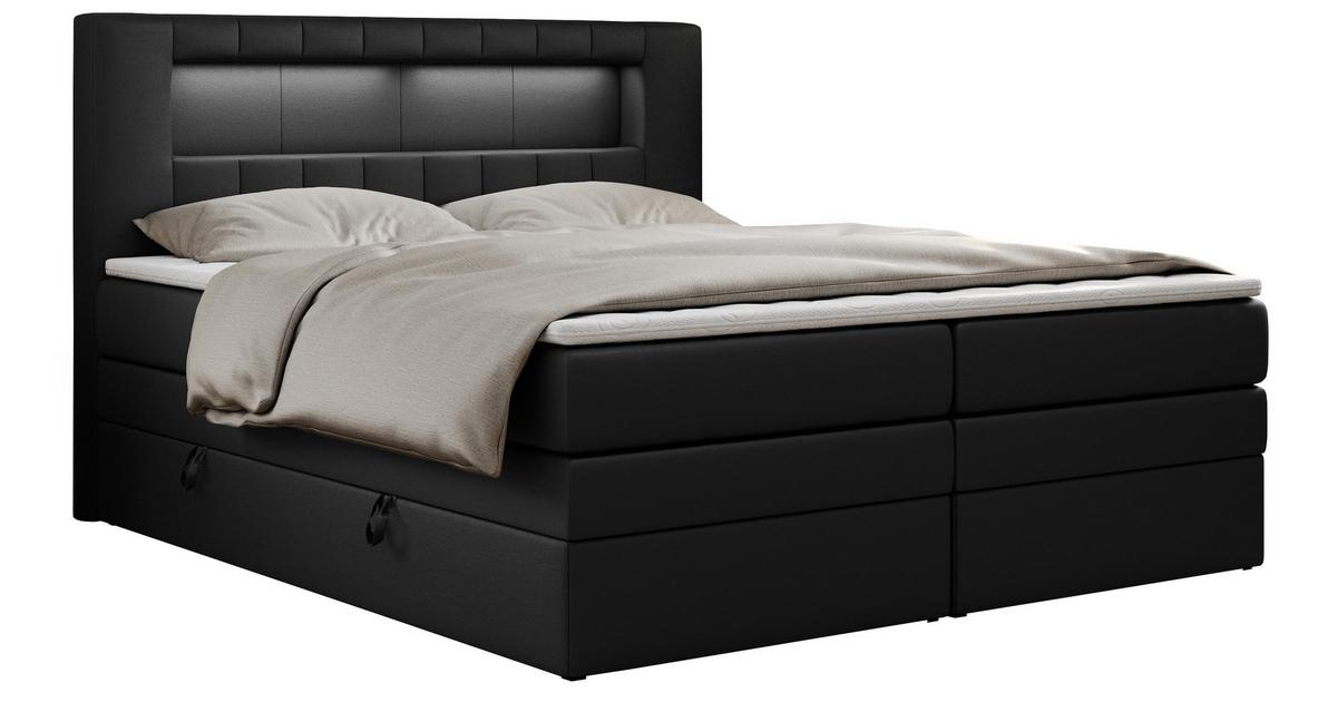 MKS BOXSPRINGBETT GOLD-5 KING LED 120/200 Schwarz Kunstleder - H4 ...