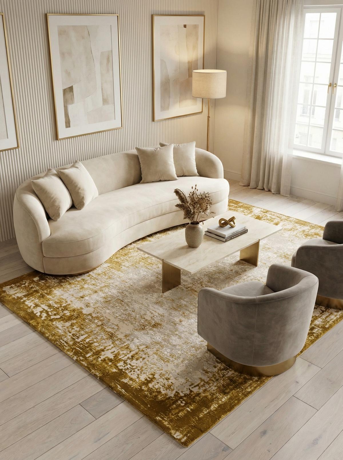 KADIMA DESIGN TEPPICH TIBER-Rieti, abstrakt, Senfgelb, 160 x 230 cm ...