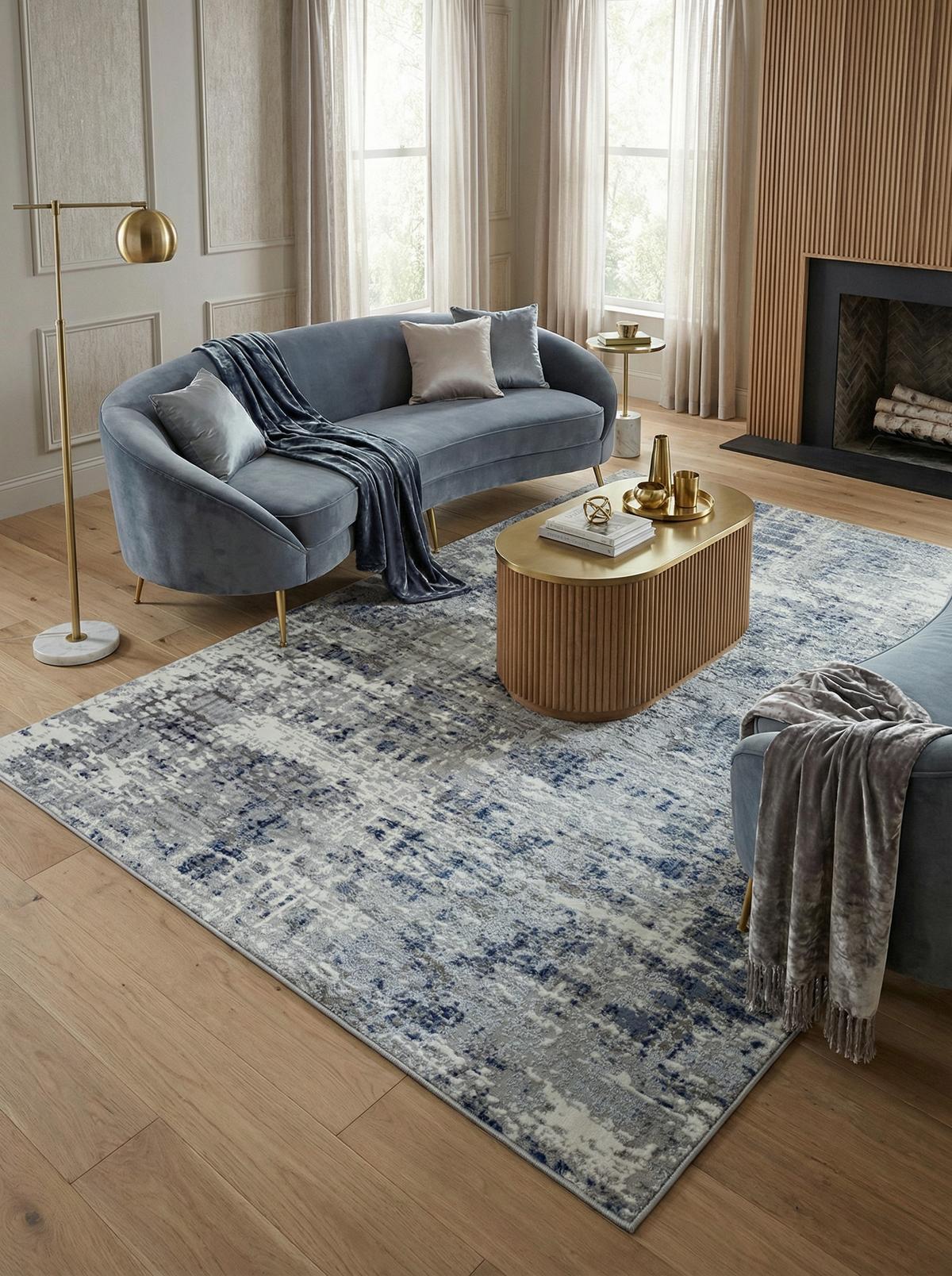 KADIMA DESIGN TEPPICH PARMA-Sorbolo, abstrakt, Dunkelblau, 200 x 290 cm ...