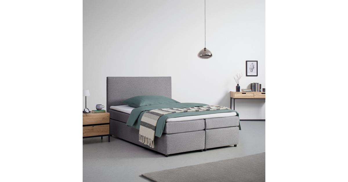Pat boxspring Melina cca 140x200 cm gri cu topper comandă online moemax