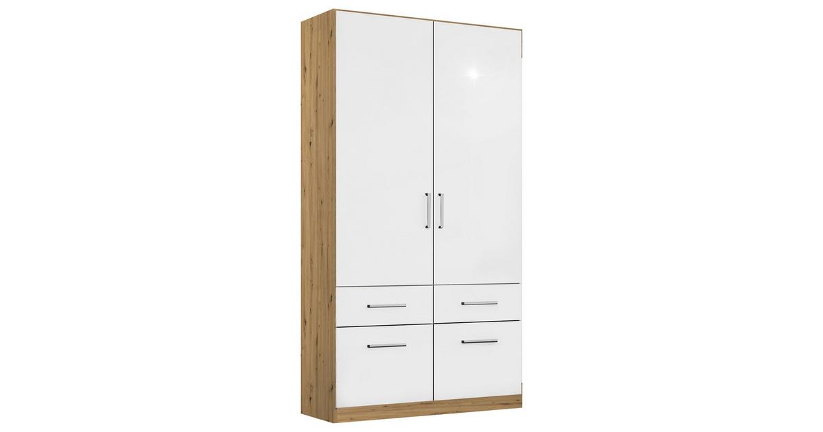 DULAP USI ROTATIVE BERLIN 91/210/54 cm alb lucios intens, stejar ...