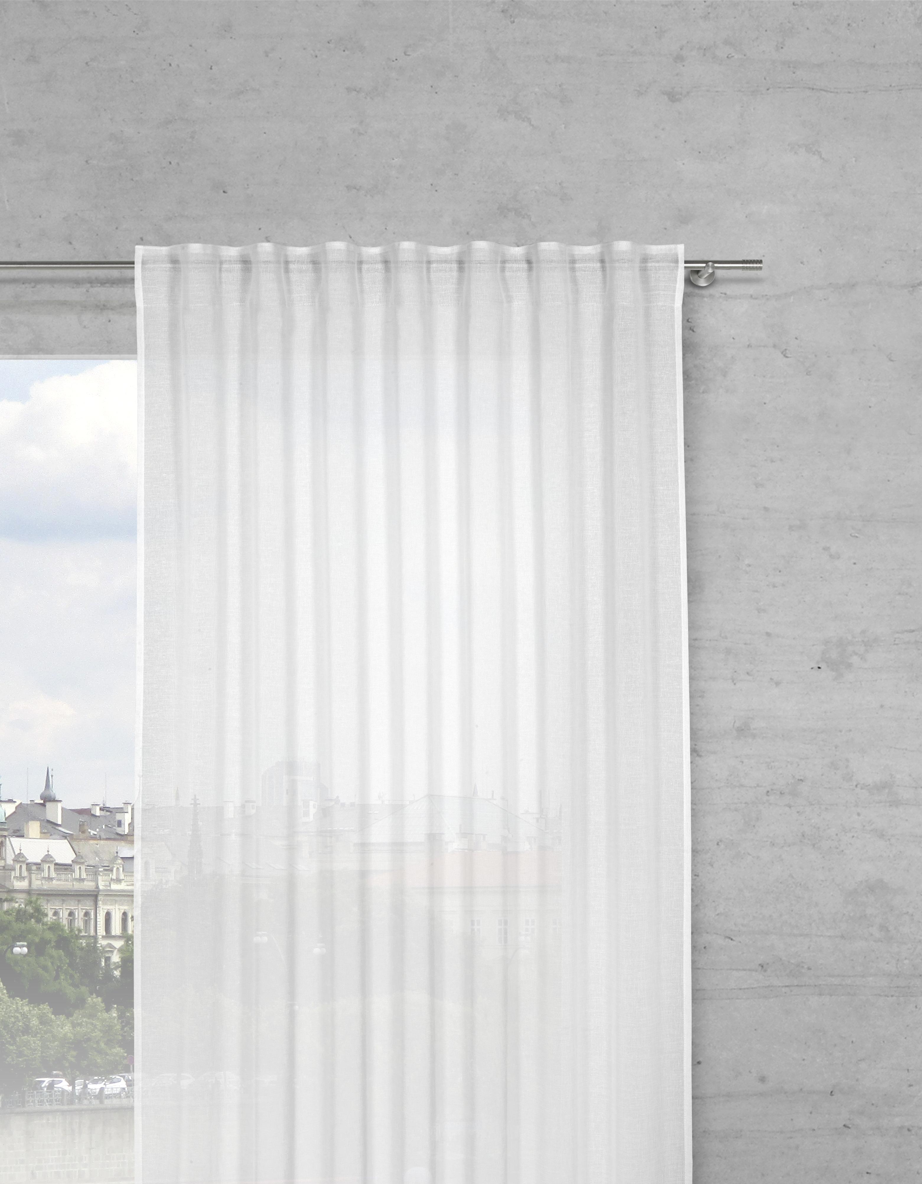 Fertigvorhang Sigrid in Weiß ca. 140x300cm - Weiß, MODERN, Textil (140 ...