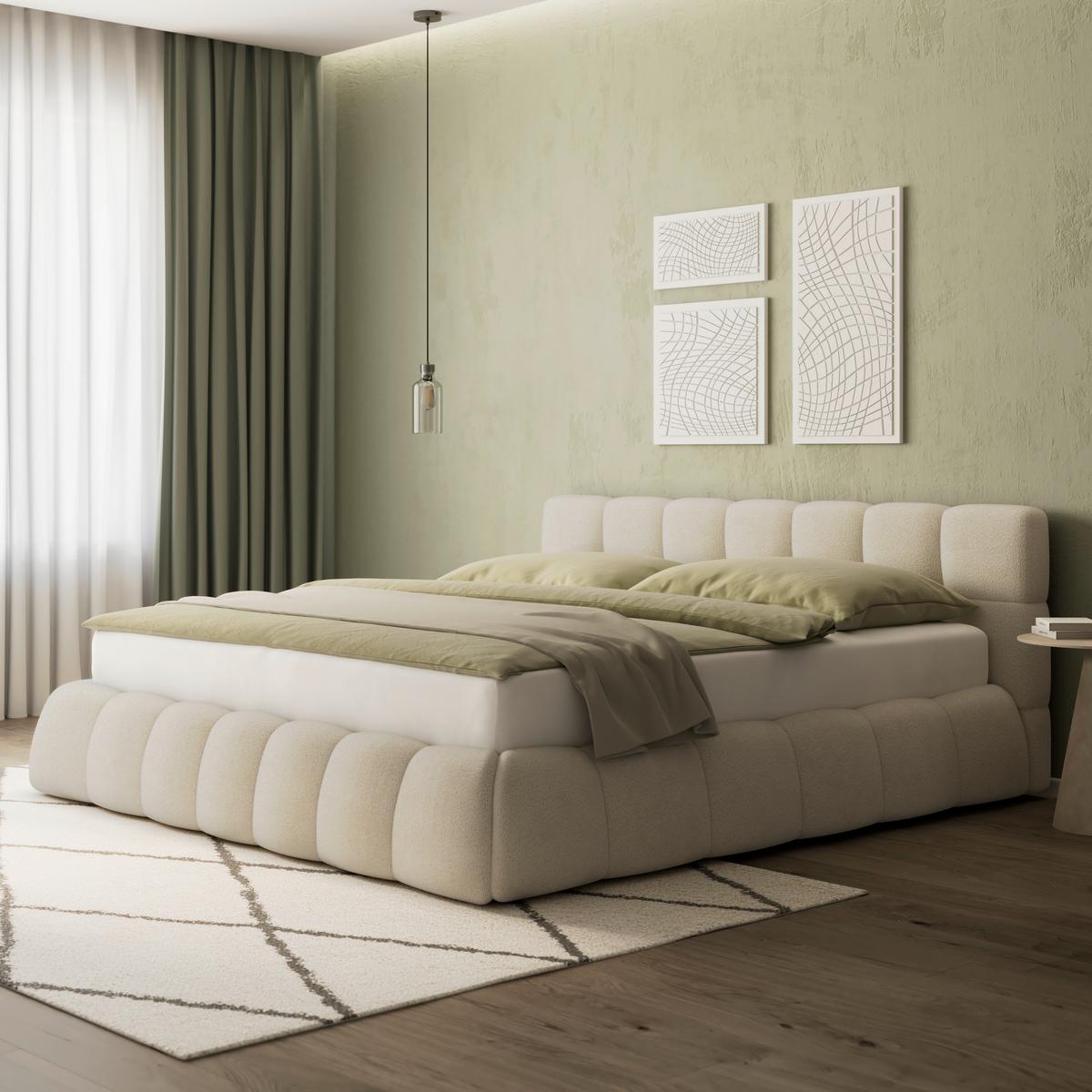 Pat tapițat bej Marija cca 180X200 bej comandă online moemax