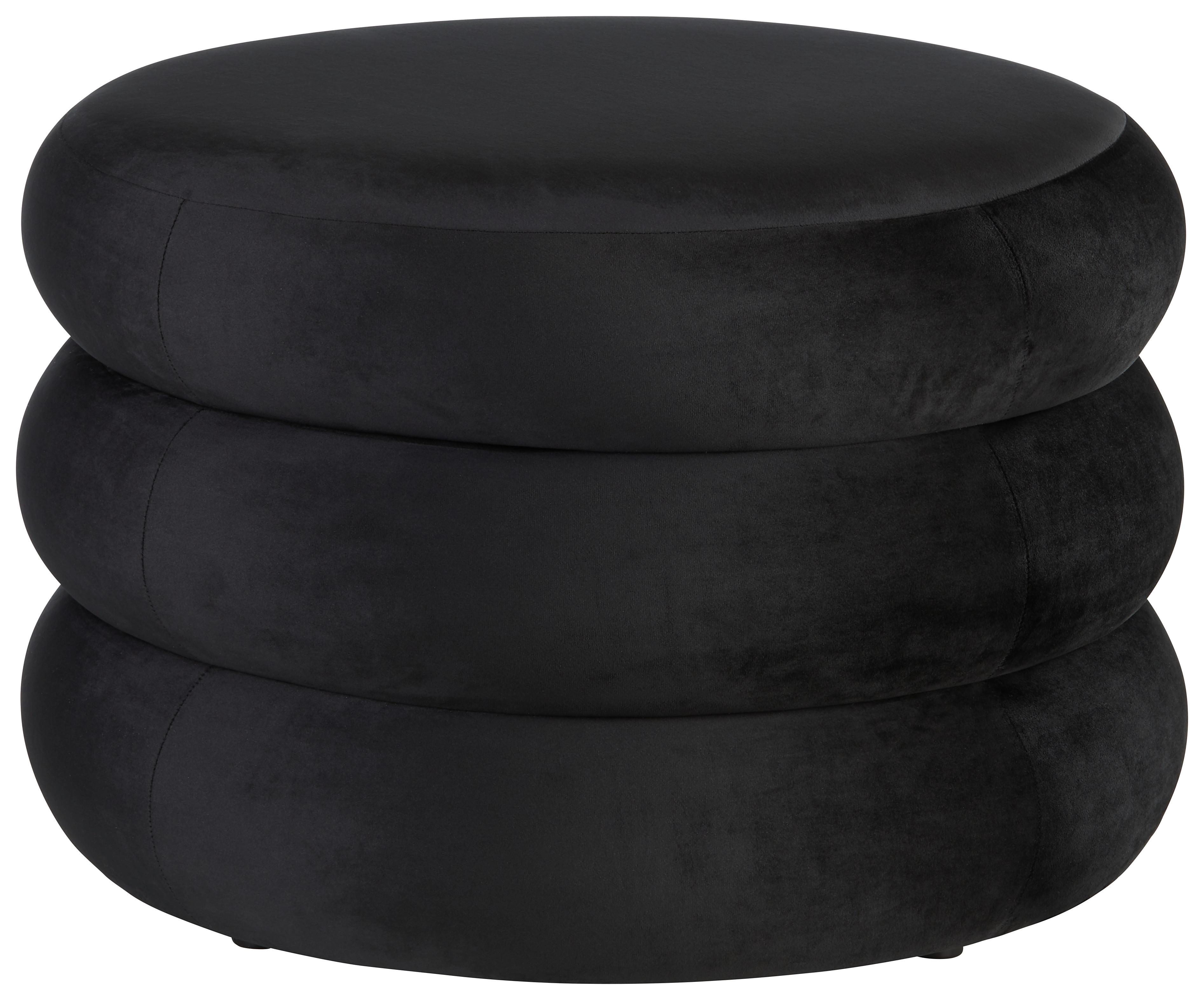 Hocker aus Samt in Schwarz - Schwarz, Modern, Textil (68/45cm) - Modern ...