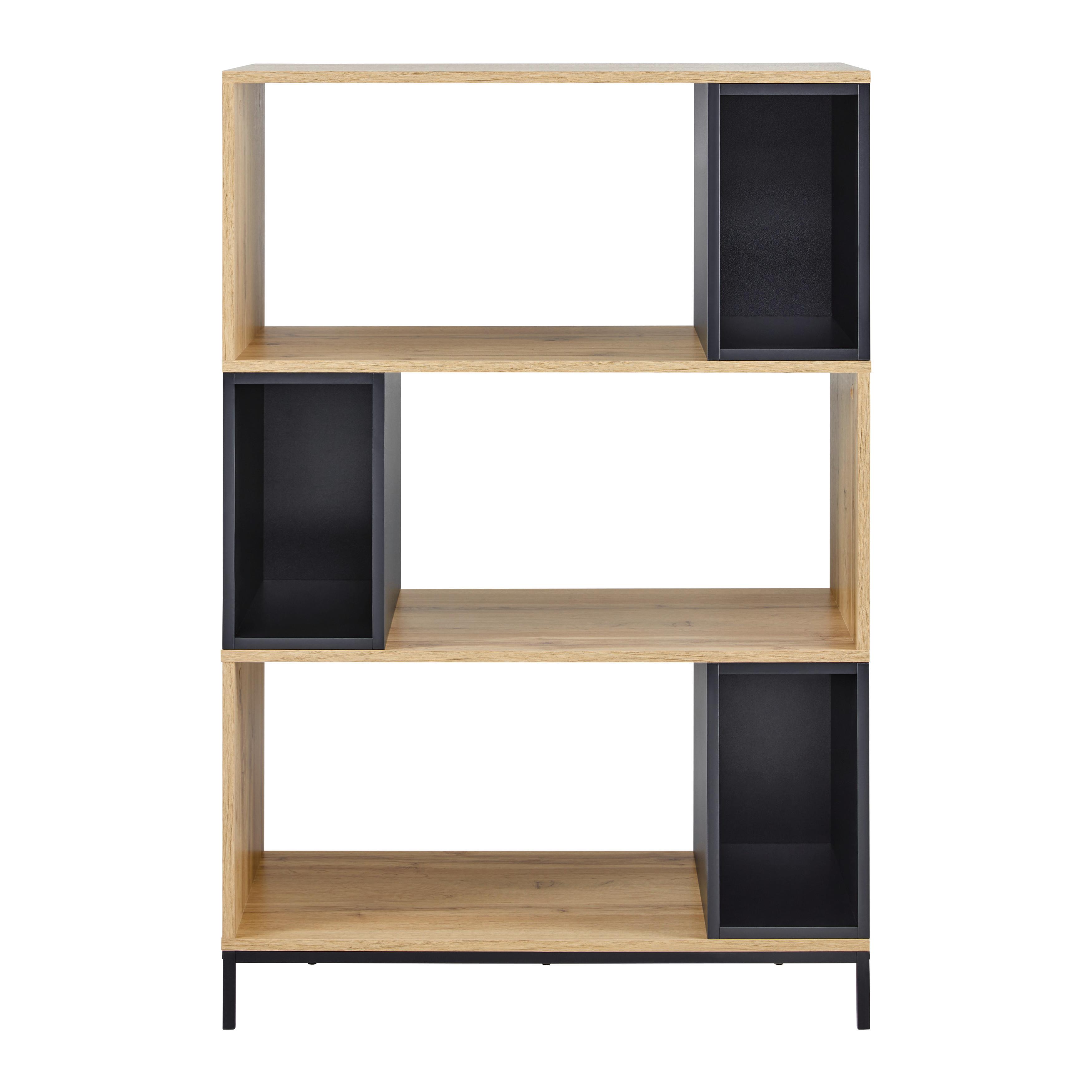 Standregal "Megy", ca. 80x121x40 cm - Eichefarben/Schwarz, MODERN ...