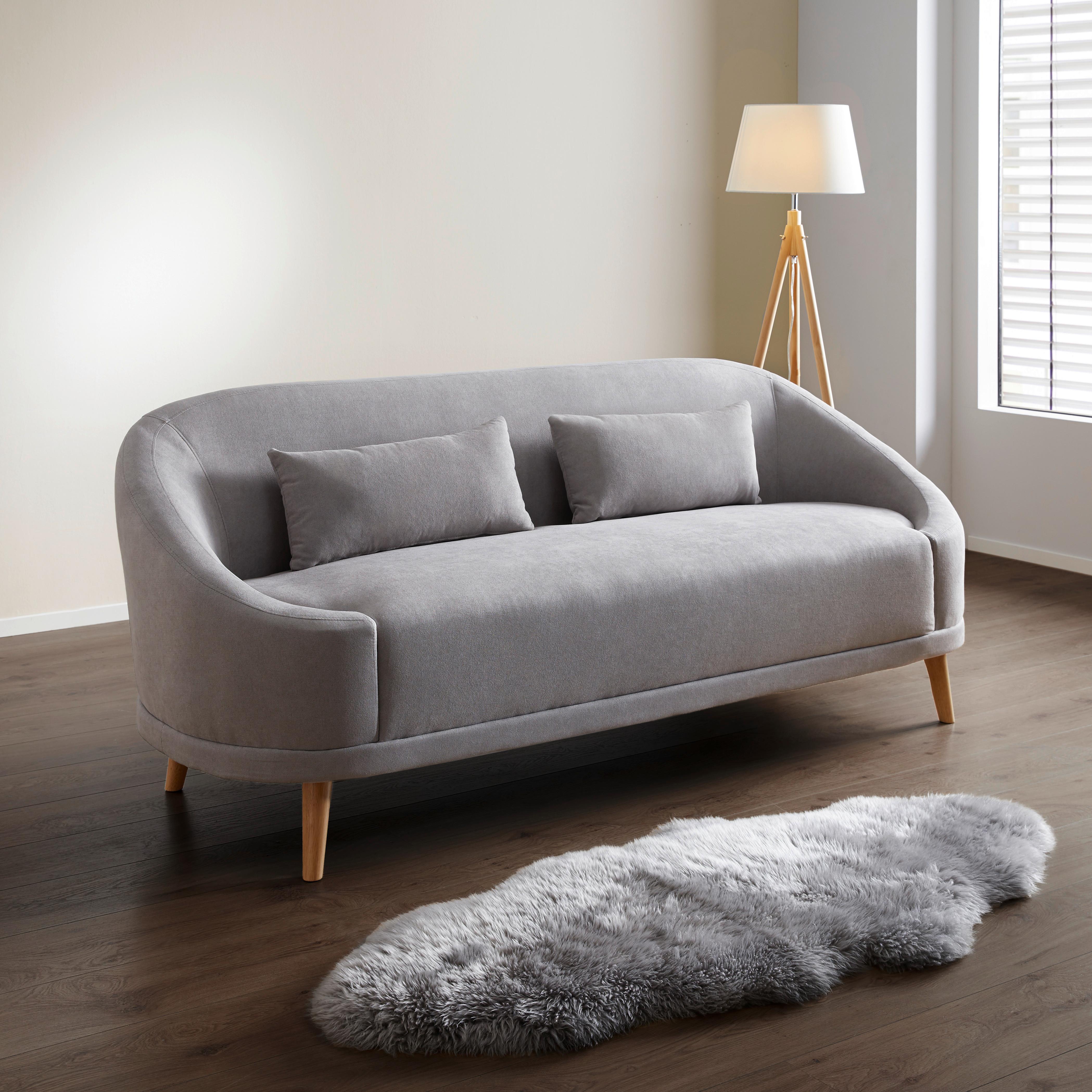 3er Sofa, grau, "Jannike" - Grau, MODERN, Holz/Textil (207/84/80cm ...
