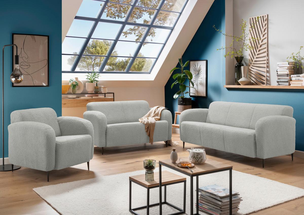 3 Sitzer Sofa Marone Hellgrau Teddystoff online kaufen momax