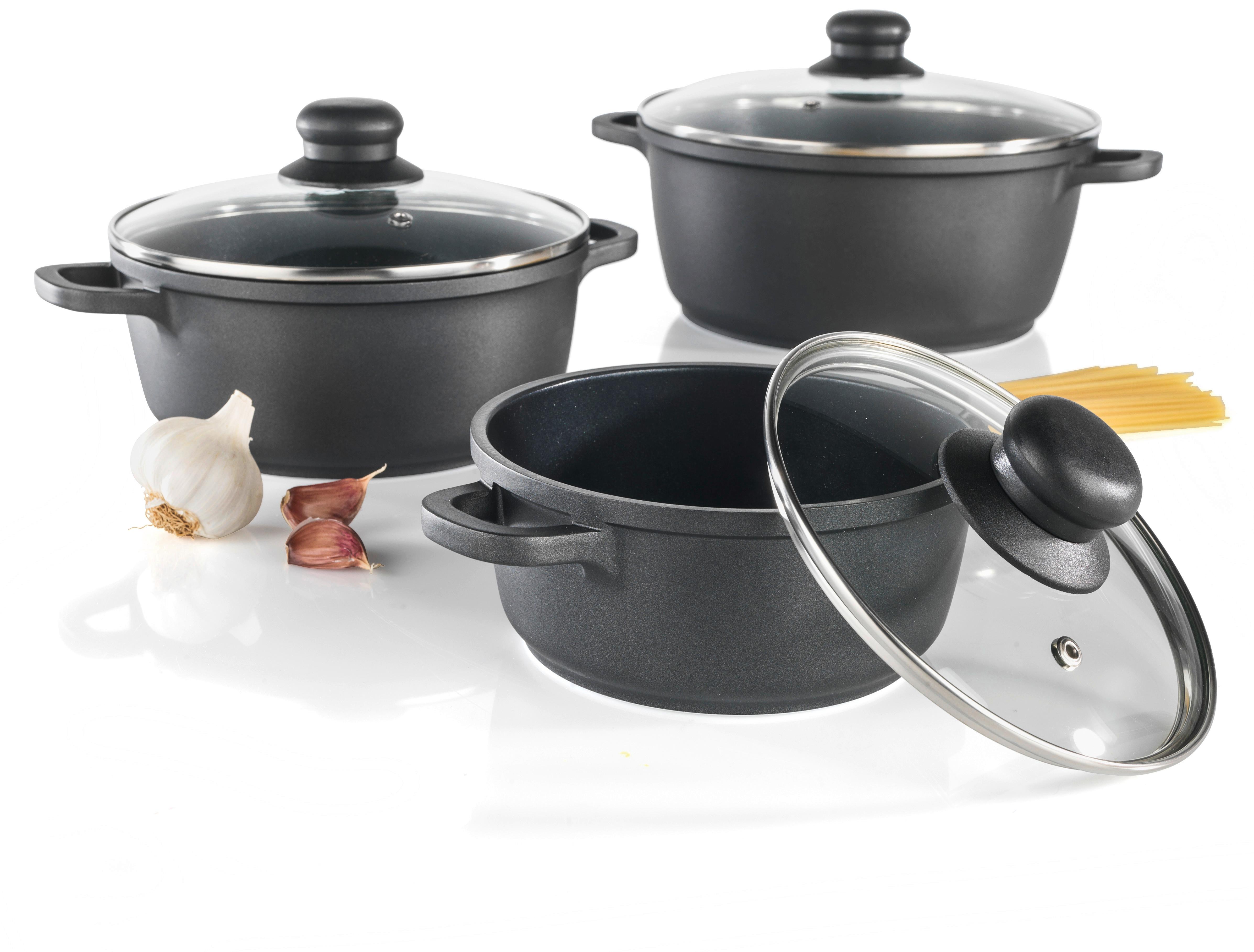 Kochtopfset Mia in Schwarz, 6-teilig - Klar/Transparent, KONVENTIONELL ...