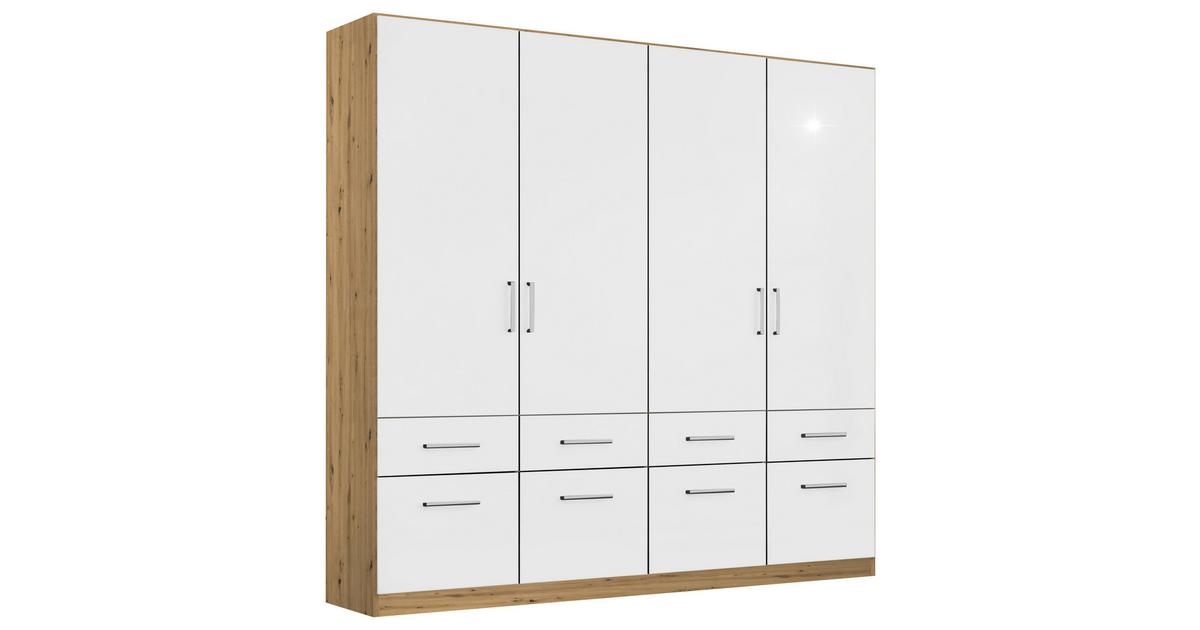 DULAP USI ROTATIVE BERLIN 181/197/54 cm alb lucios intens, stejar ...
